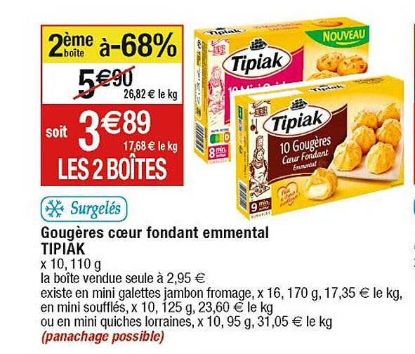 Promo Gougères Cœur Fondant Emmental Tipiak chez Cora - iCatalogue.fr