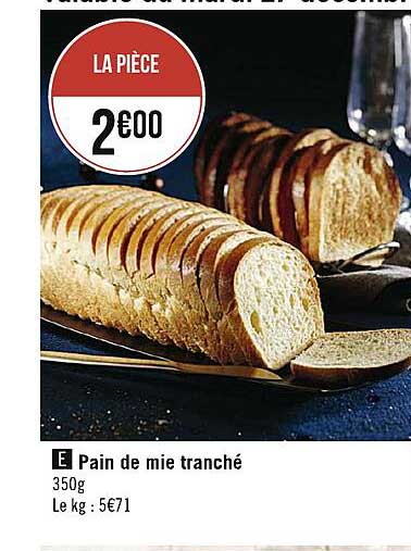 Offre Pain De Mie Tranché chez Casino Supermarches