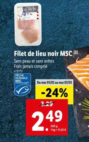 Promo Filet De Lieu Noir Msc chez Lidl - iCatalogue.fr