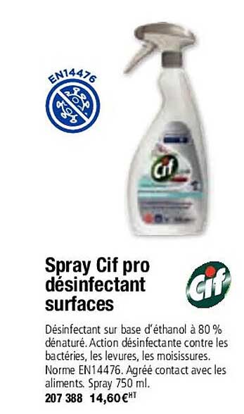 Promo Spray Cif Pro Désinfectant Surfaces chez Hyperburo - iCatalogue.fr