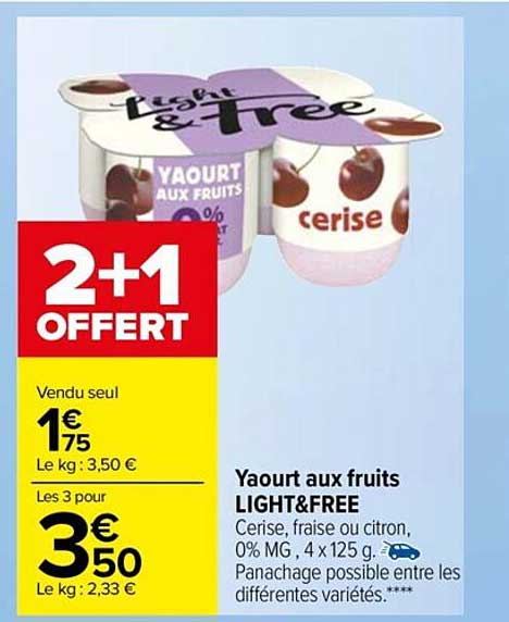 Promo Yaourt Aux Fruits Light & Free chez Carrefour Market - iCatalogue.fr