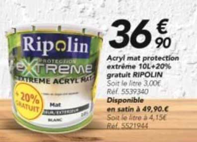 Promo Acryl Mat Protection Extrême 10l+20% Gratuit Ripolin chez Les ...