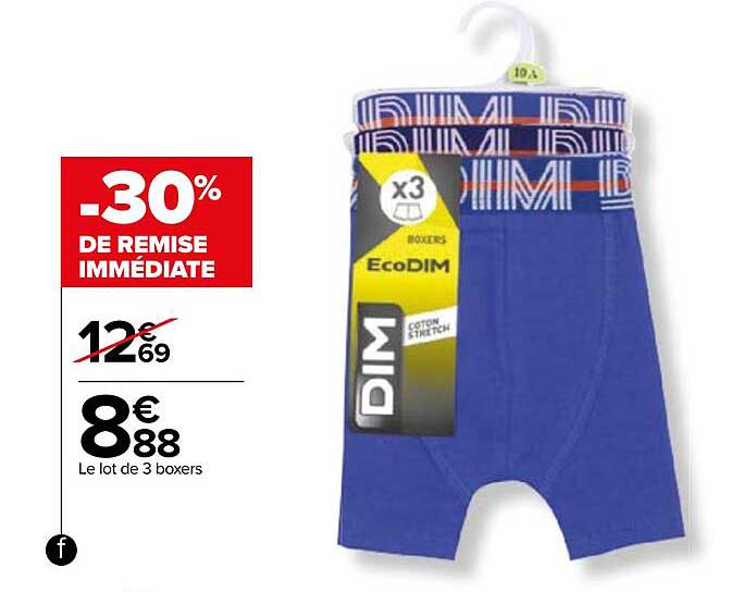 Promo Le Lot De 3 Boxers Dim chez Carrefour - iCatalogue.fr