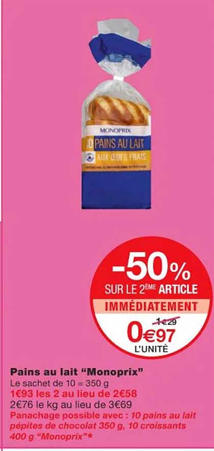 Promo Pains Au Lait Monoprix chez Monoprix - iCatalogue.fr