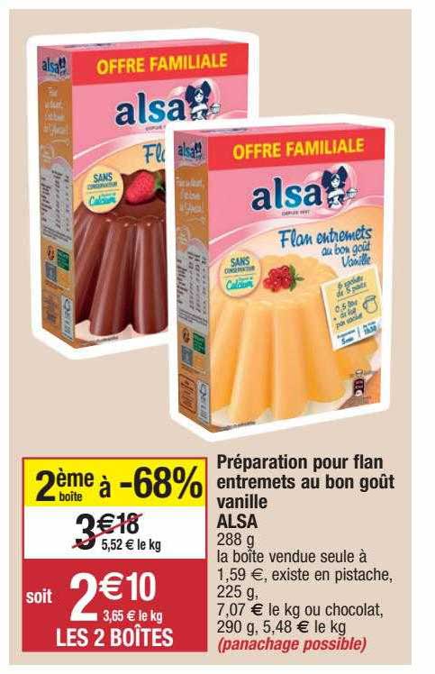 Offre Flan Entremets Vanille Alsa chez Intermarche