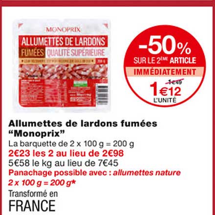 Promo Allumettes De Lardons Fumées "monoprix" chez Monoprix - iCatalogue.fr