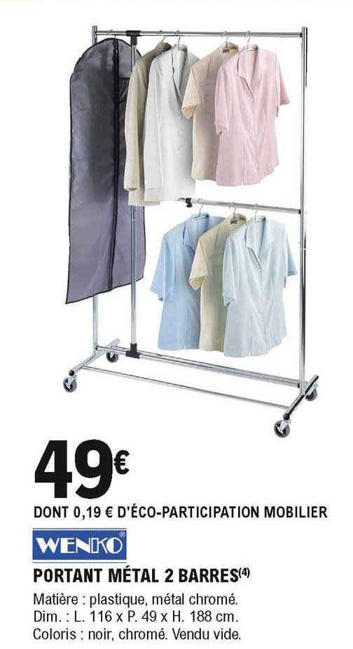 Promo Portant Métal 2 Barres Wenko chez E.Leclerc Brico - iCatalogue.fr