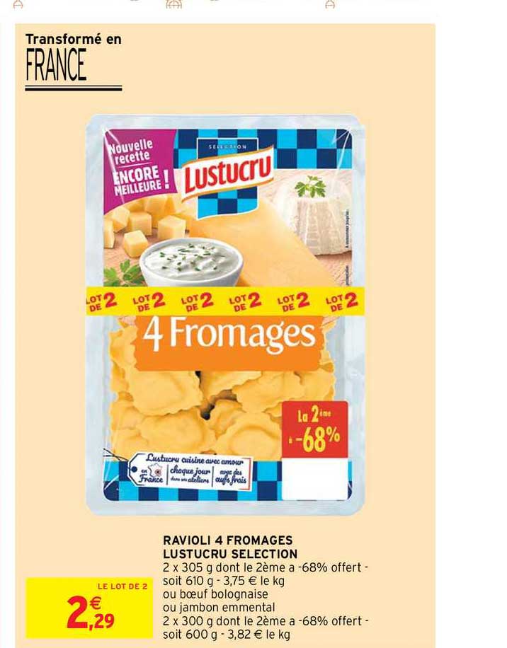 Promo Ravioli 4 Fromages Lustucru Sélection chez Intermarché ...