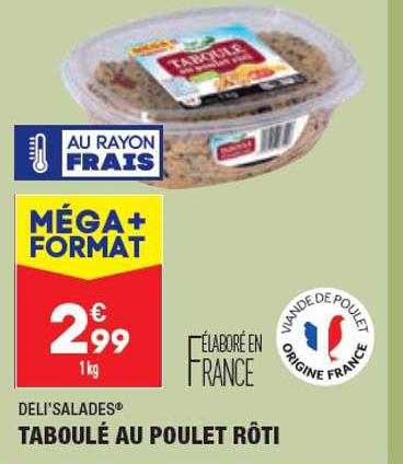 Promo Deli'salades Taboulé Au Poulet Rôti chez Aldi - iCatalogue.fr