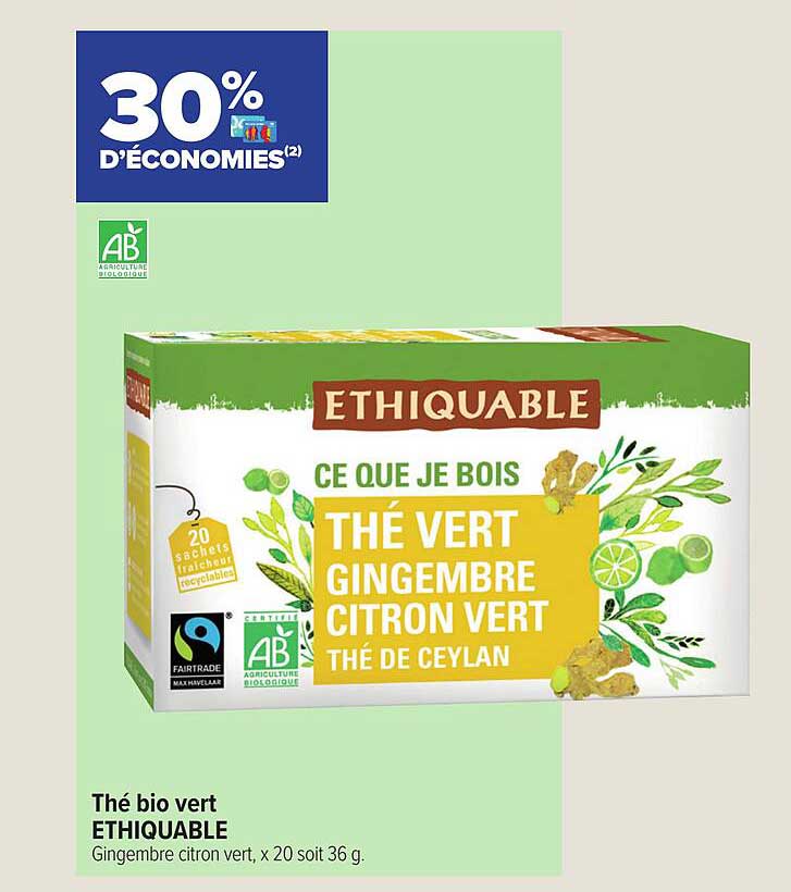 Promo Thé Bio Vert éthiquable chez Carrefour City - iCatalogue.fr