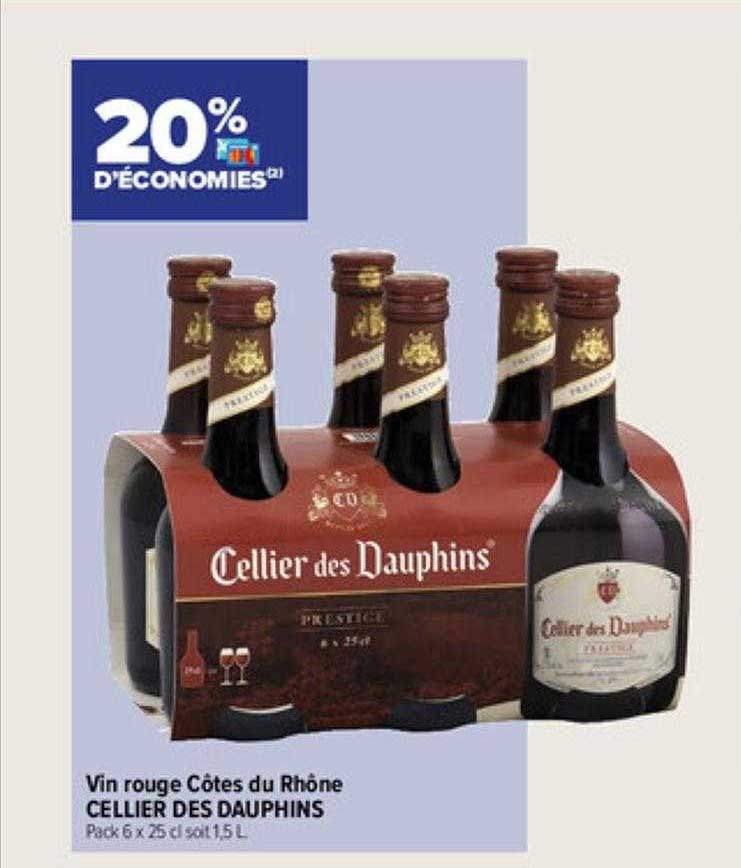Promo Vin Rouge Côtes Du Rhône Cellier Des Dauphins chez Carrefour ...
