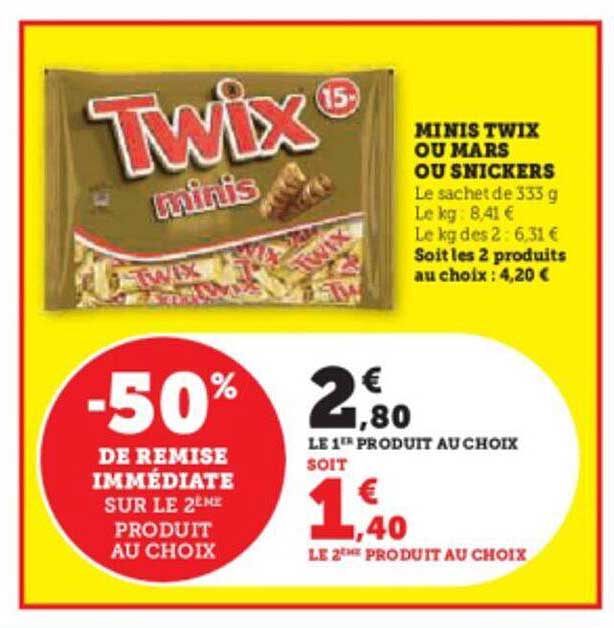 Promo Minis Twix Ou Mars Ou Snickers chez Hyper U - iCatalogue.fr