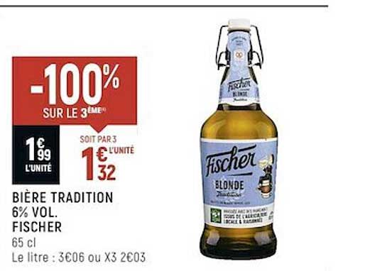 Promo Bière Tradition 6% Vol. Fischer chez Spar - iCatalogue.fr