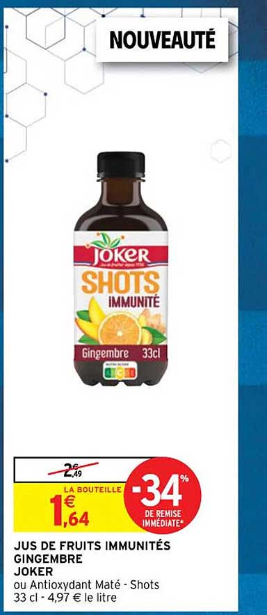 Promo Jus De Fruits Immunités Gingembre Joker chez Intermarché - iCatalogue.fr