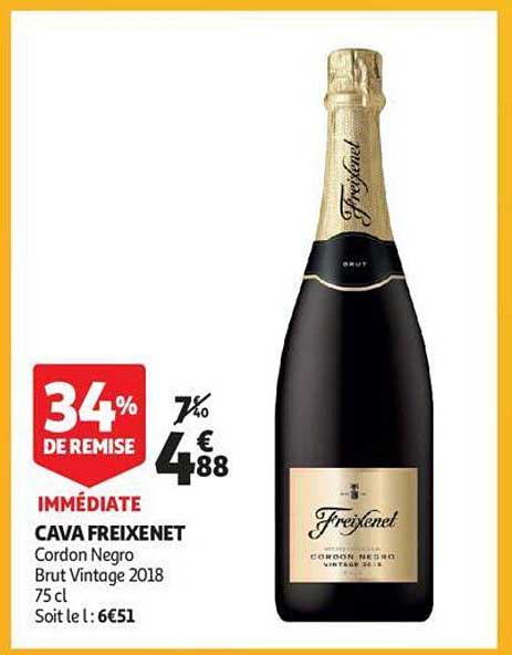 Promo Cava Freixenet Cordon Negro Brut Vintage 2018 chez Auchan ...