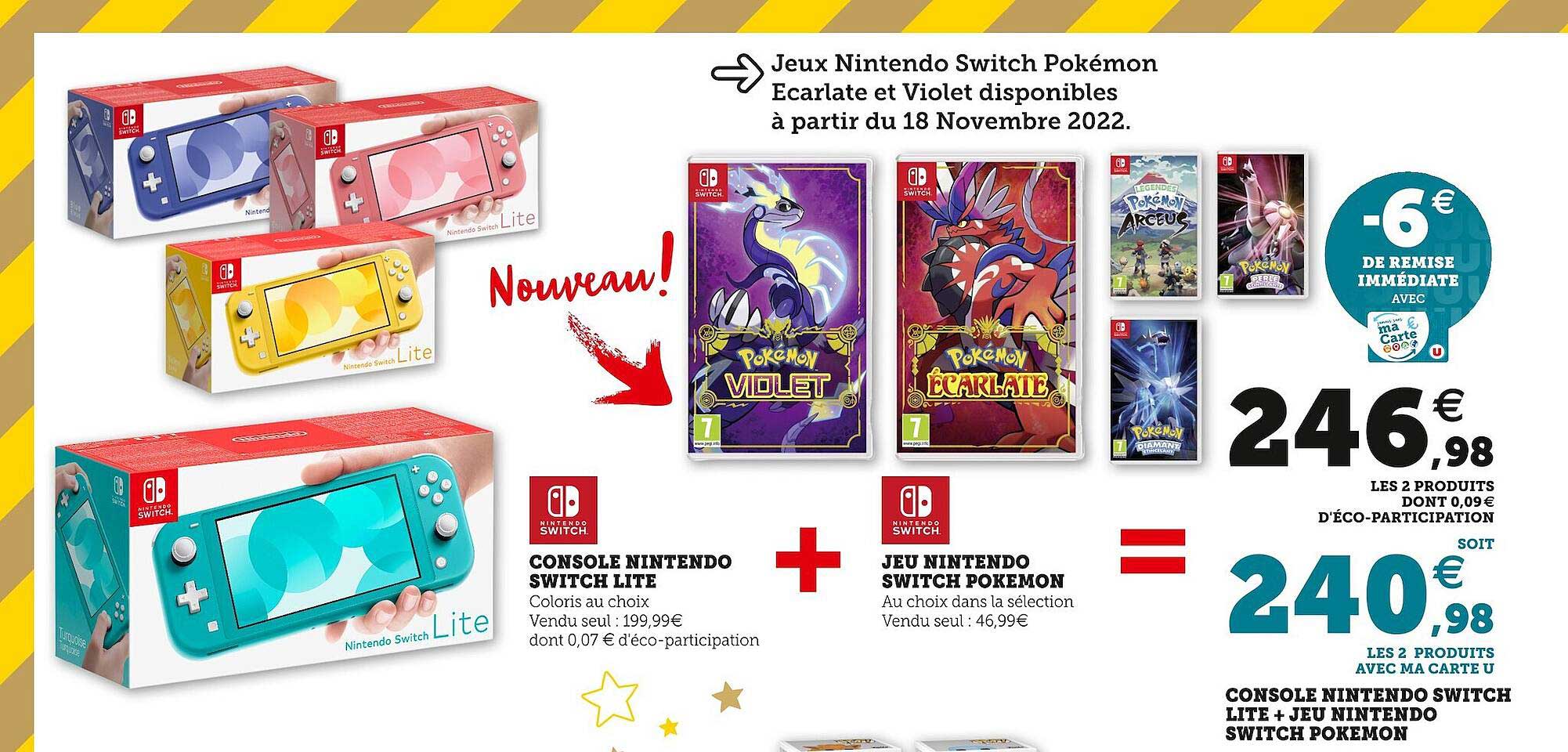 Promo Console Nintendo Switch Lite + Jeu Nintendo Switch Pokémon chez ...