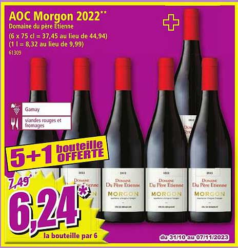 Promo Aoc Morgon 2022 chez Norma - iCatalogue.fr