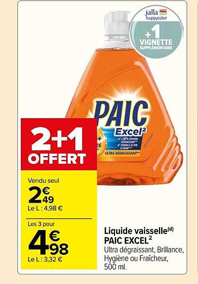 Promo Liquide Vaisselle Paic Excel chez Carrefour Market - iCatalogue.fr