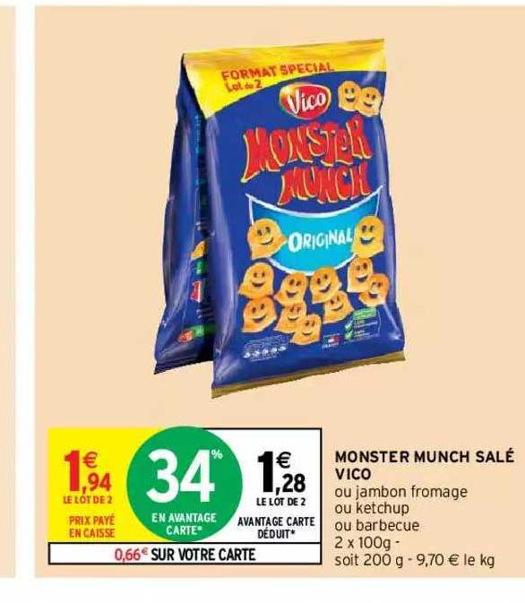 Promo Monster Munch Salé Vico chez Intermarché Hyper - iCatalogue.fr