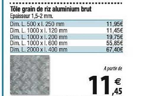 Promo Tôle Grain De Riz Aluminium Brut chez Tridôme - iCatalogue.fr