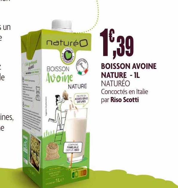 Promo Boisson Avoine Nature chez NaturéO - iCatalogue.fr