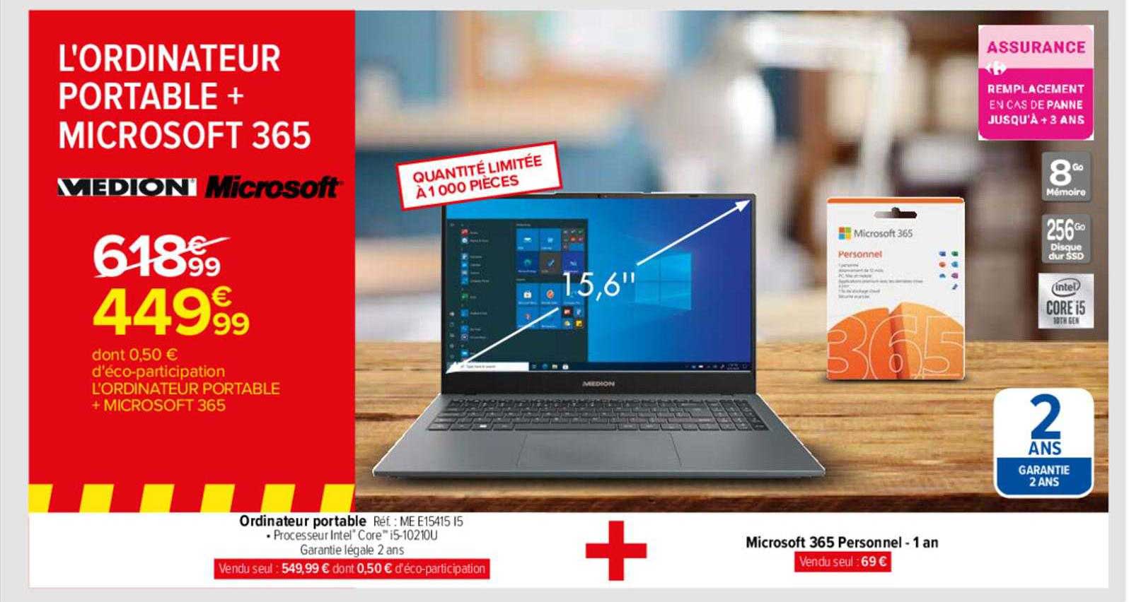 Promo Ordinateur Portable + Microsoft 365 Personnel - 1 An chez ...
