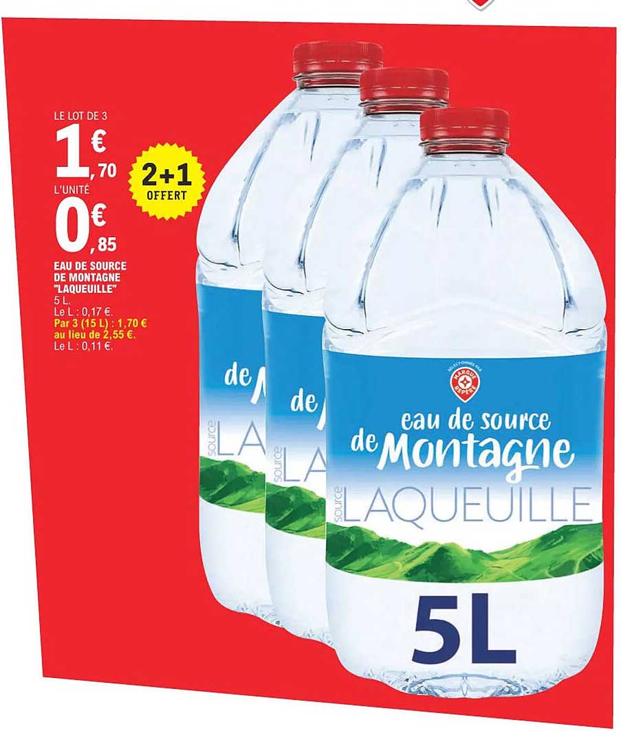 Promo Eau De Source De Montagne "laqueuille" chez E.Leclerc - iCatalogue.fr