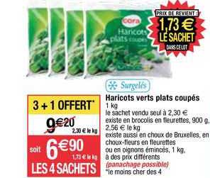 Promo Haricots Verts Plats Coupés Cora chez Migros France - iCatalogue.fr