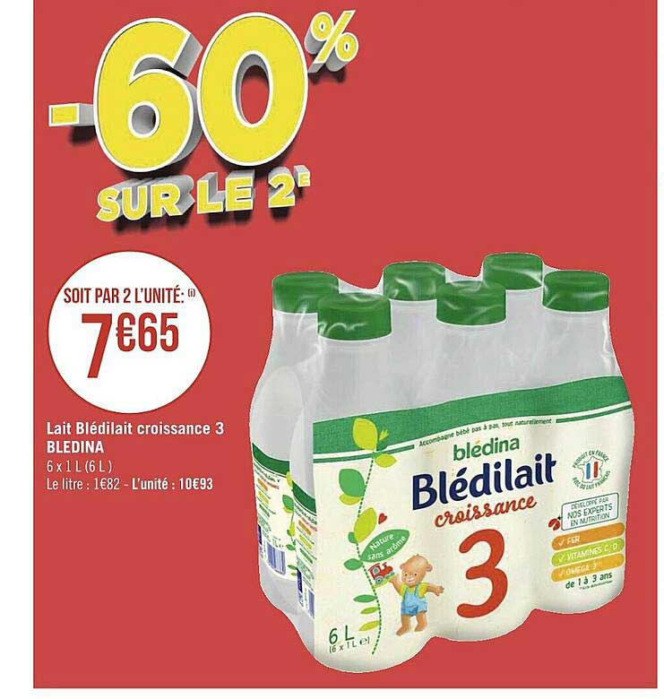 Promo Lait Blédilait Croissance 3 Blédina chez Géant Casino - iCatalogue.fr