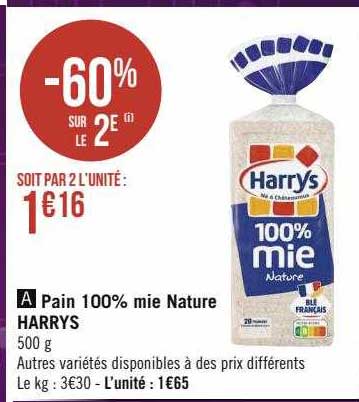 Promo Pain 100% Mie Nature Harrys chez Géant Casino - iCatalogue.fr