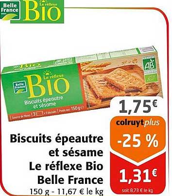 Promo Biscuits épeautre Et Sésame Le Réflexe Bio Belle France chez ...