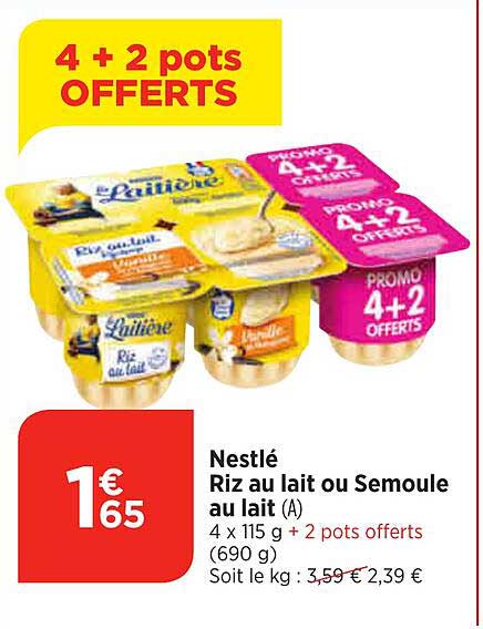 Promo La Laitière Semoule Au Lait Vanille Nestlé chez Lidl - iCatalogue.fr