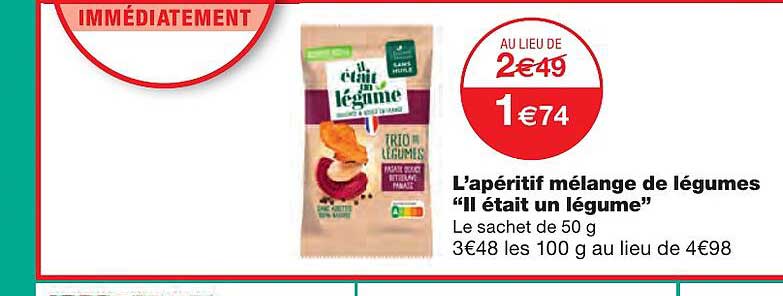 Promo L'apéritif Mélange De Légumes "il était Un Légume" chez Monoprix ...
