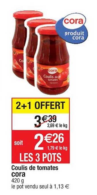 Promo Coulis De Tomates Cora 2+1 Offert chez Cora - iCatalogue.fr