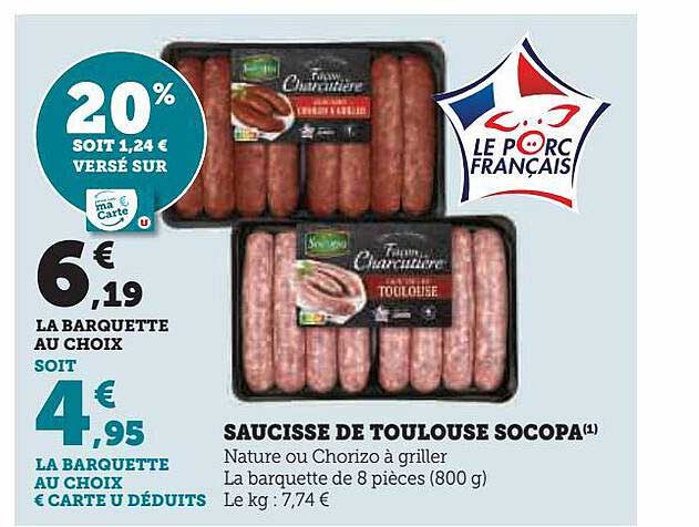 Promo Saucisse De Toulouse Socopa chez U Express - iCatalogue.fr