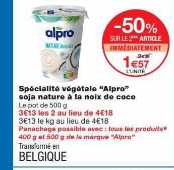 Promo Spécialité Végétale "alpro" Soja Nature à La Noix De Coco chez ...