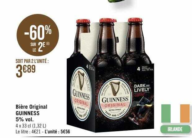 Promo Bière Original Guinness 5% Vol. chez Géant Casino - iCatalogue.fr