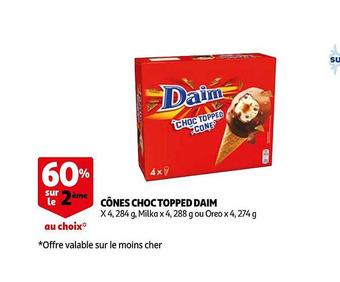 Offre Cônes Choc Topped Daim chez Auchan