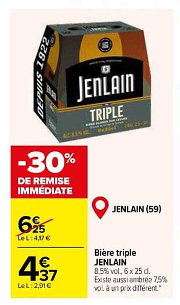 Promo Bière Triple Jenlain chez Carrefour Market - iCatalogue.fr