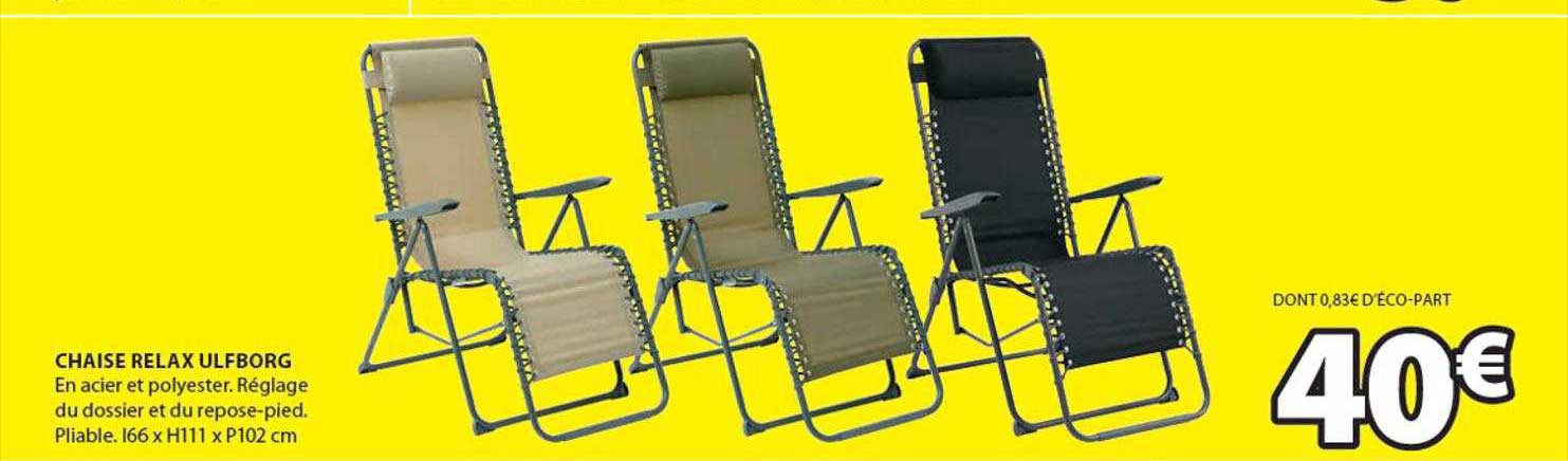 Promo Chaise Relax Ulfborg chez JYSK - iCatalogue.fr