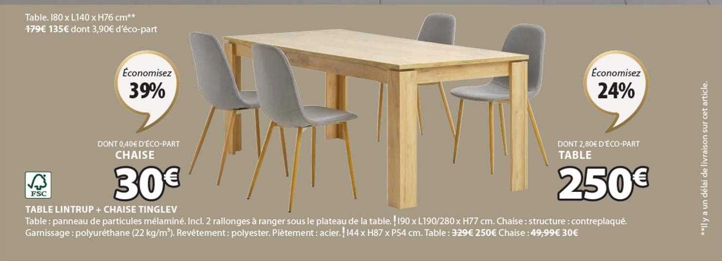 Promo Table Lintrup + Chaise Tinglev chez JYSK - iCatalogue.fr