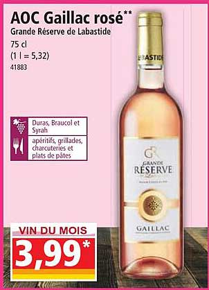 Promo Aoc Gaillac Rosé Grande Réserve De Labastide chez Norma ...