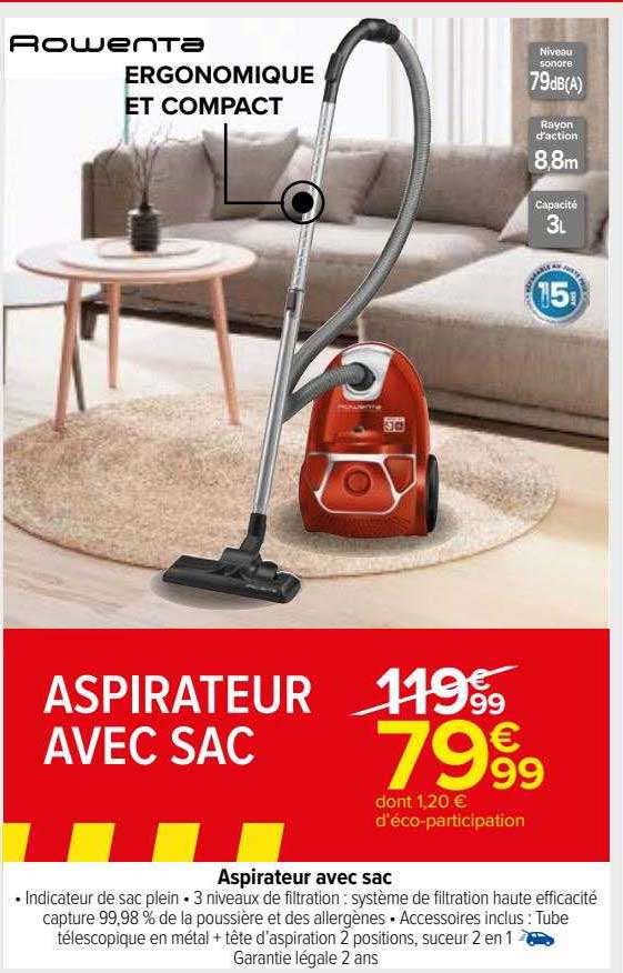 Promo Aspirateur Avec Sac Rowenta chez Carrefour Market - iCatalogue.fr
