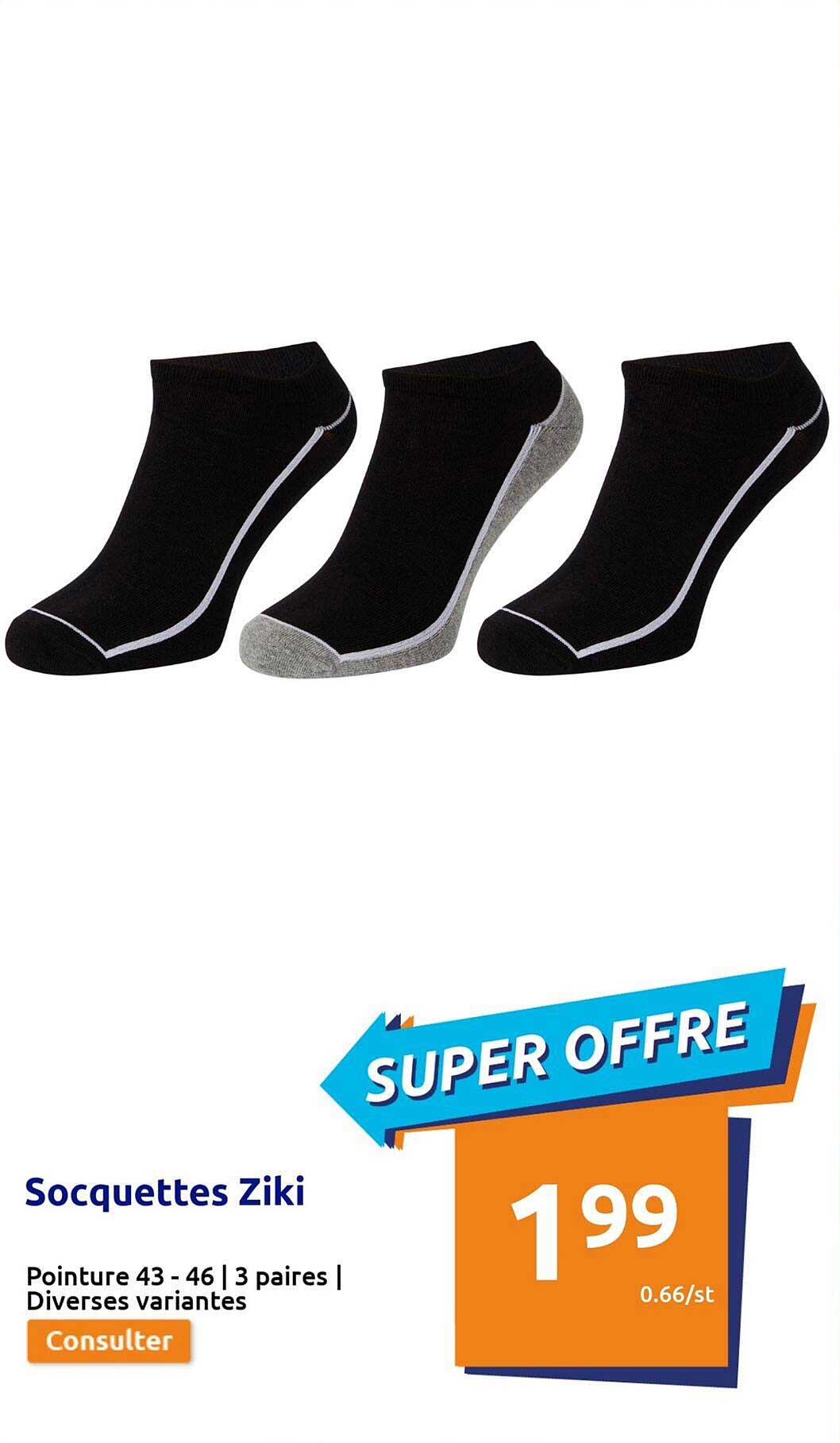 Promo Socquettes Ziki chez Action - iCatalogue.fr
