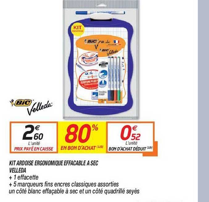 Promo Kit Ardoise Ergonomique Effaçable à Sec Velleda chez Netto ...