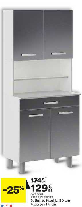 Promo Buffet Pixel L. 80 Cm 4 Portes 1 Tiroir chez BUT - iCatalogue.fr