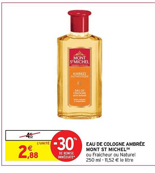 Promo Eau De Cologne Ambrée Mont St Michel chez Intermarché Hyper ...