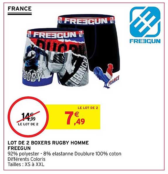 Promo Lot De 2 Boxers Rugby Homme Freegun chez Intermarché Hyper ...