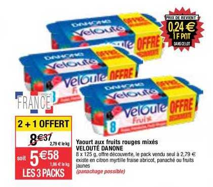 Promo Yaourt Aux Fruits Rouges Mixés Velouté Danone chez Migros France ...