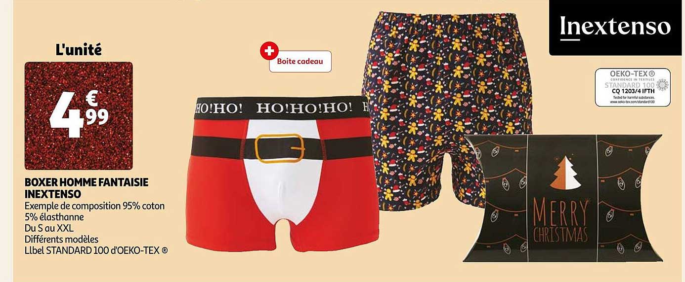 Promo Boxer Homme Fantaisie Inextenso chez Auchan - iCatalogue.fr